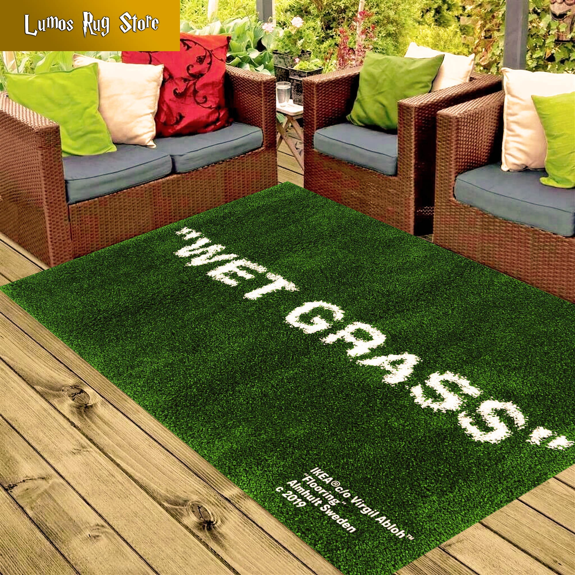 Wet Grass Rug, Grass Pattern, Grass Looking Balcony Rug, Terrace Rug ...
