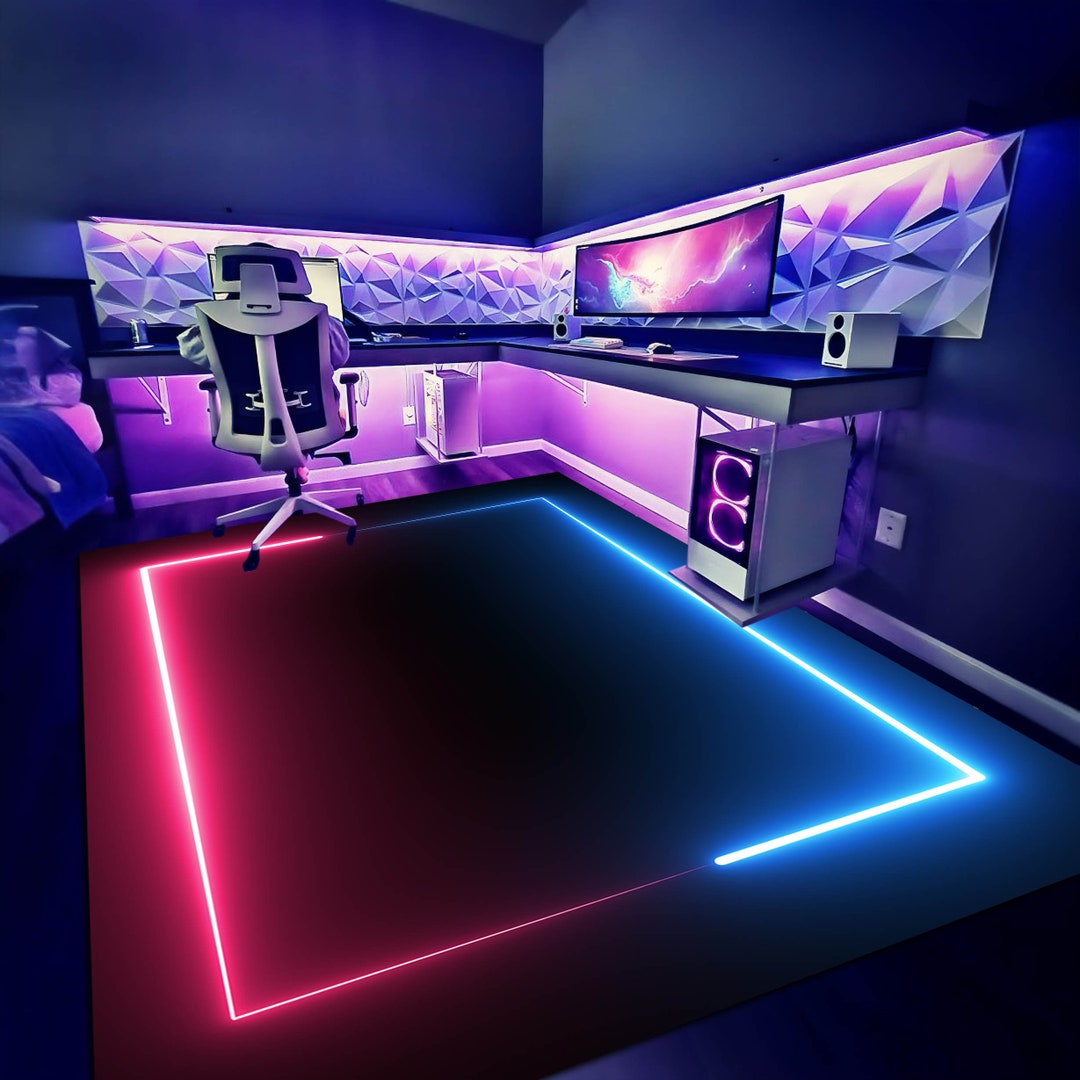 Gaming Room Rug, Neon Look Rug, E-sport Rug, Game Rug, Gamer Rug ...