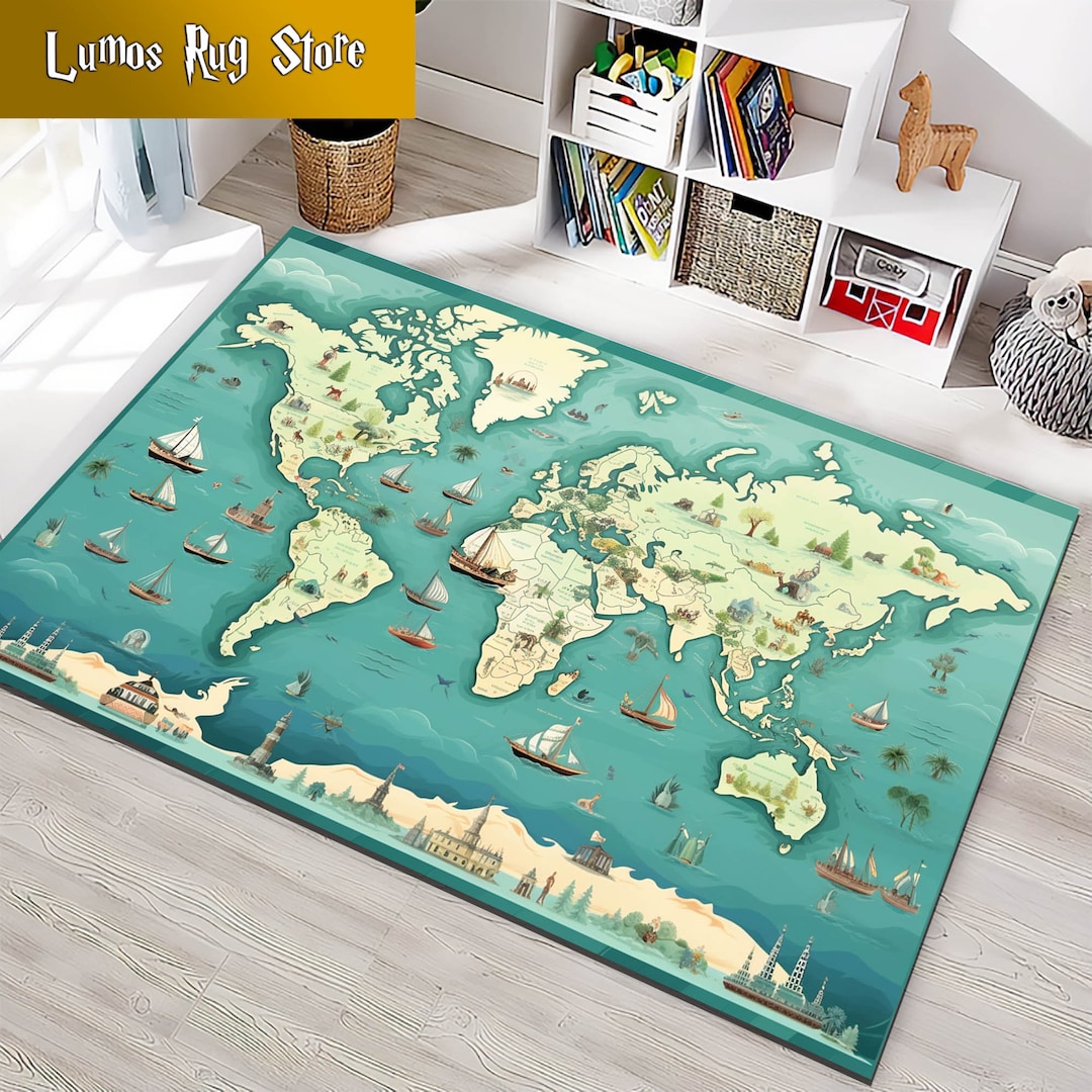 Map Rug, World Map Rug, Large World Map,office Rug, Education Rug, for ...