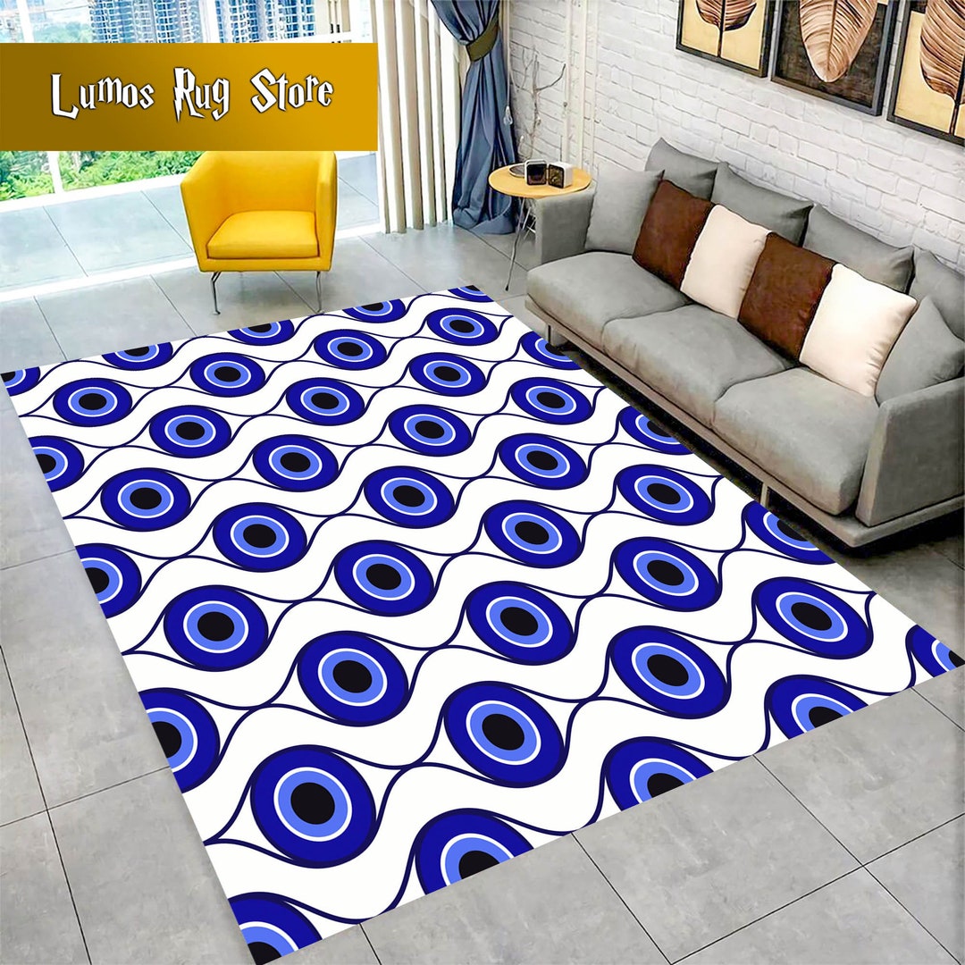 Evil Eye Rug, Eye Patterned Rug, Evil Eye, Custom Rug, Blue Rug ...