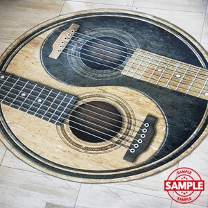Guitar Rug, Music Rug, Decorative Rug, Yin Yang Themed Rug, Instrument ...