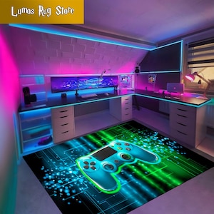 Gaming Room Rug,game Controller,neon Look Rug,e-sport Rug,game Rug ...