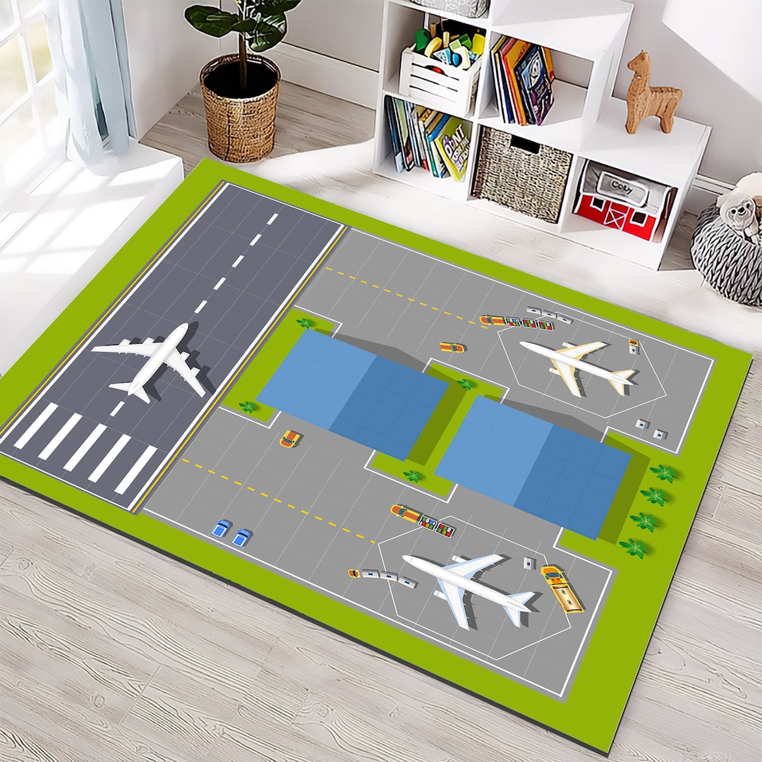 Runway Rug, Airport Decor Rug, Plane Rug, Apron Rug, Kids Room Rug ...