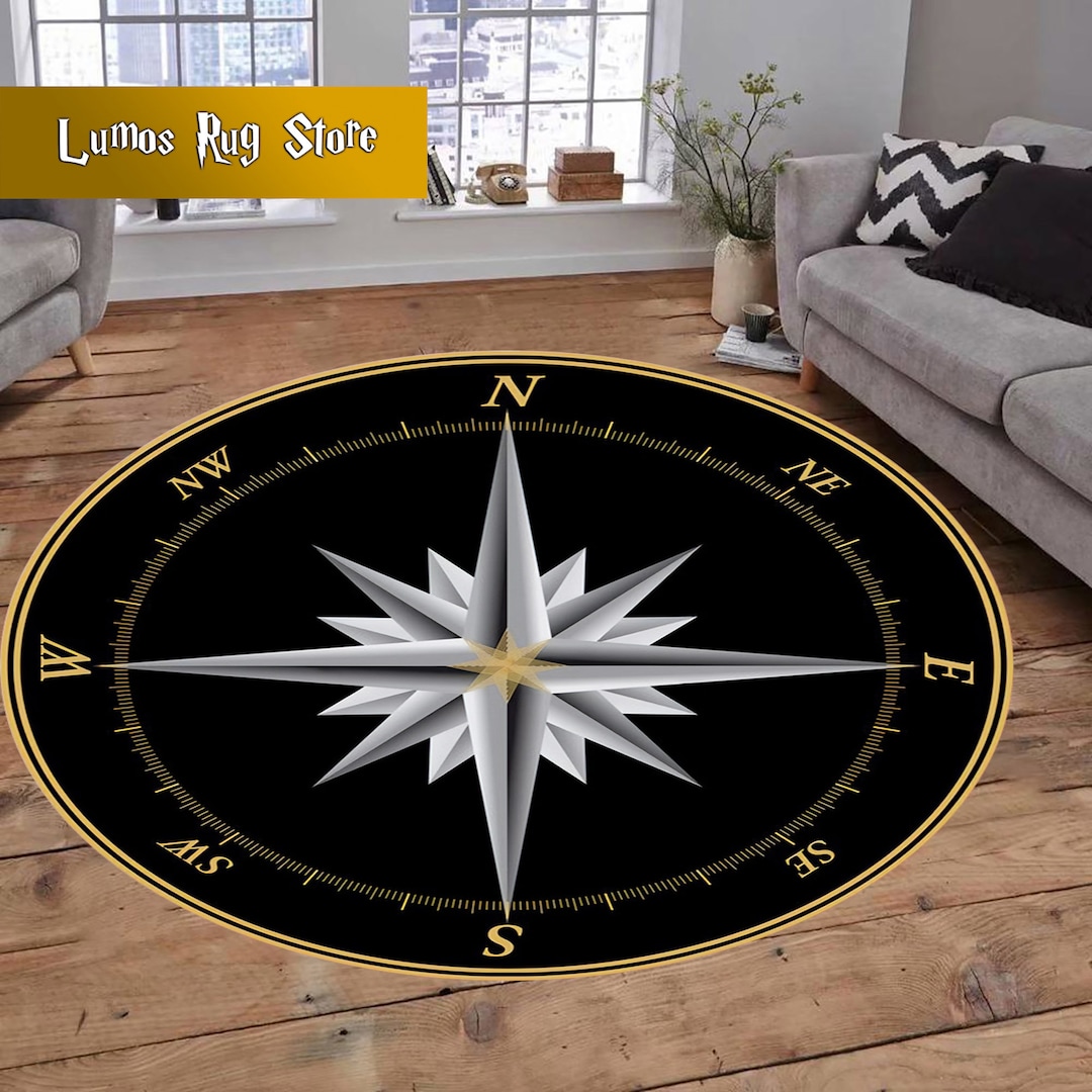 Compass Rug Round Compass Rug For Living Room Rug Area Rug Medallion Rug Housewarming T