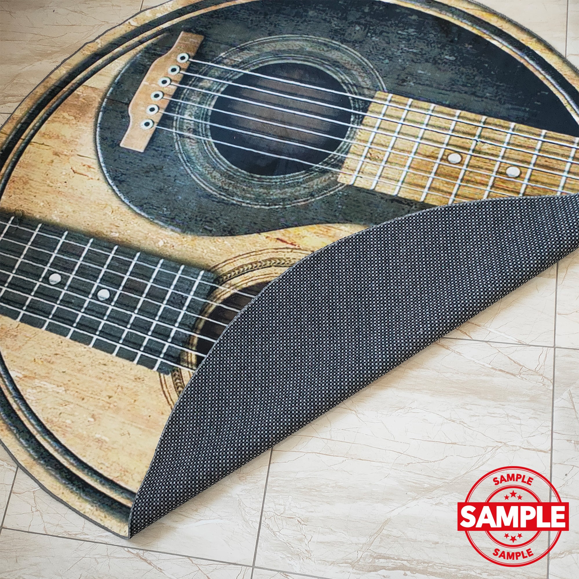 Guitar Rug, Music Rug, Decorative Rug, Yin Yang Themed Rug, Instrument ...