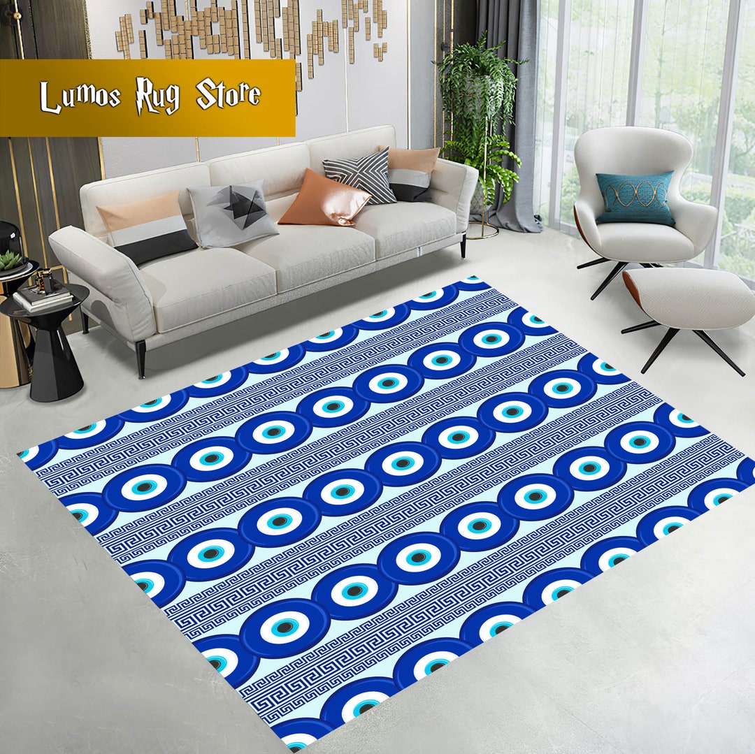 Evil Eye Rug: Minimalist Decor, Non-slip Cotton Woven Rug - Etsy