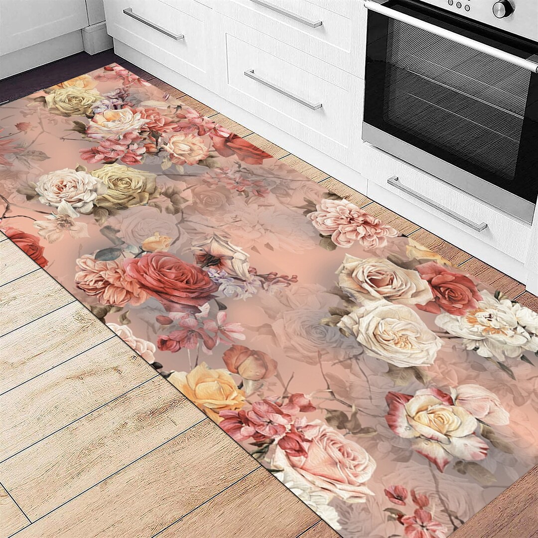 Floral Kitchen Rug: Non-slip Washable Runner Rug - Etsy