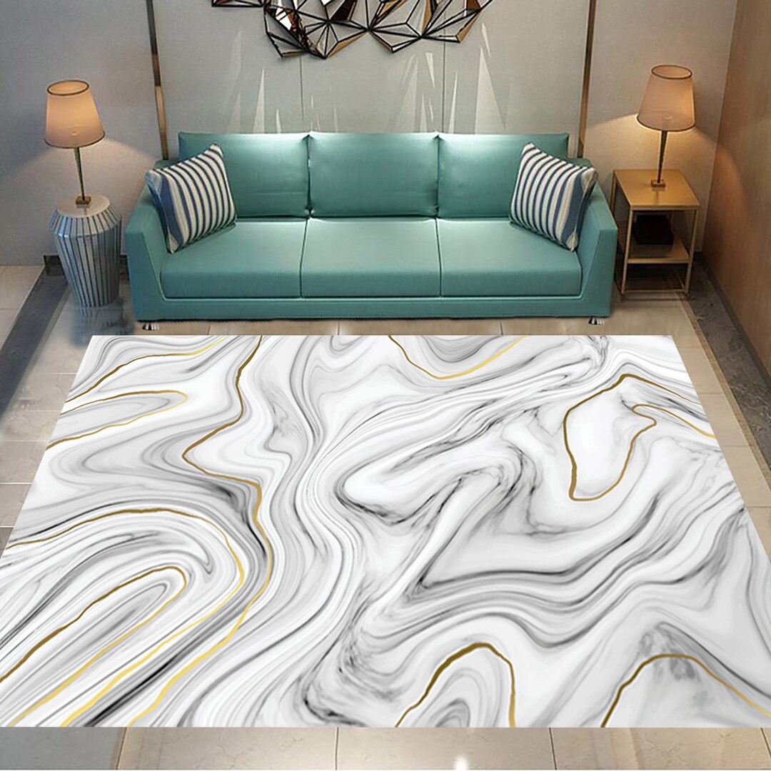 Marble Rug,white Marble Rug,marble Decor,grey and White Marble Rug ...