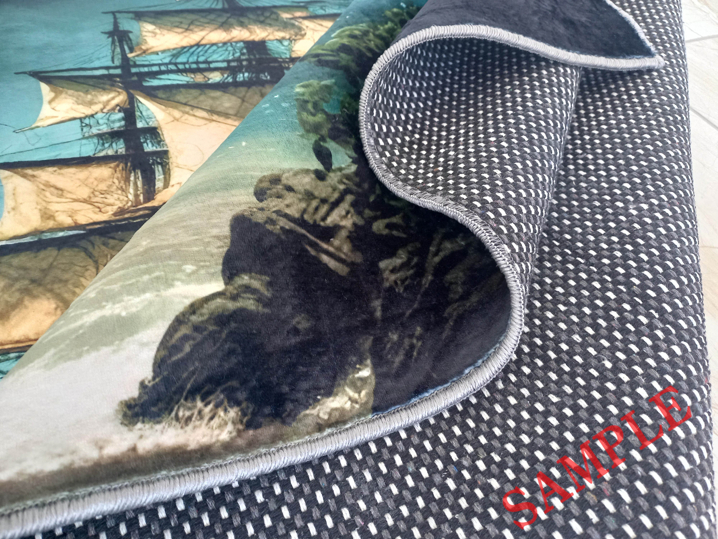 Pirate Ship Rug, Boat Rug, Vintage Pirate Ship Rug, Decorative Rug ...