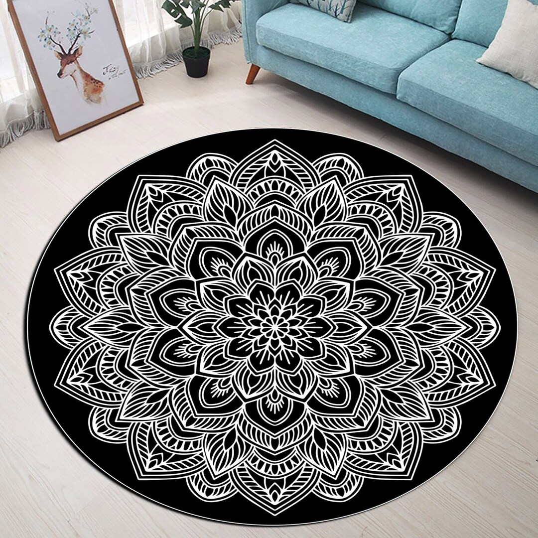 Mandala Rug, Mandala Pattern Rug, Round Rug,, for Living Room Rug, Gift ...