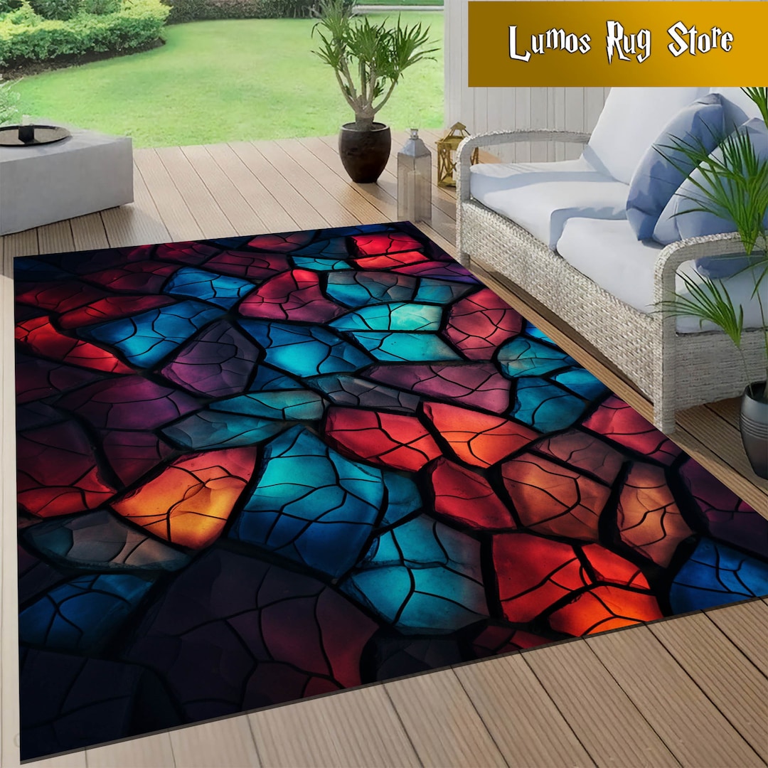 Stone Pattern Rug, Colorful Sea Stones Rug, Balcony Rug, Terrace Rug ...