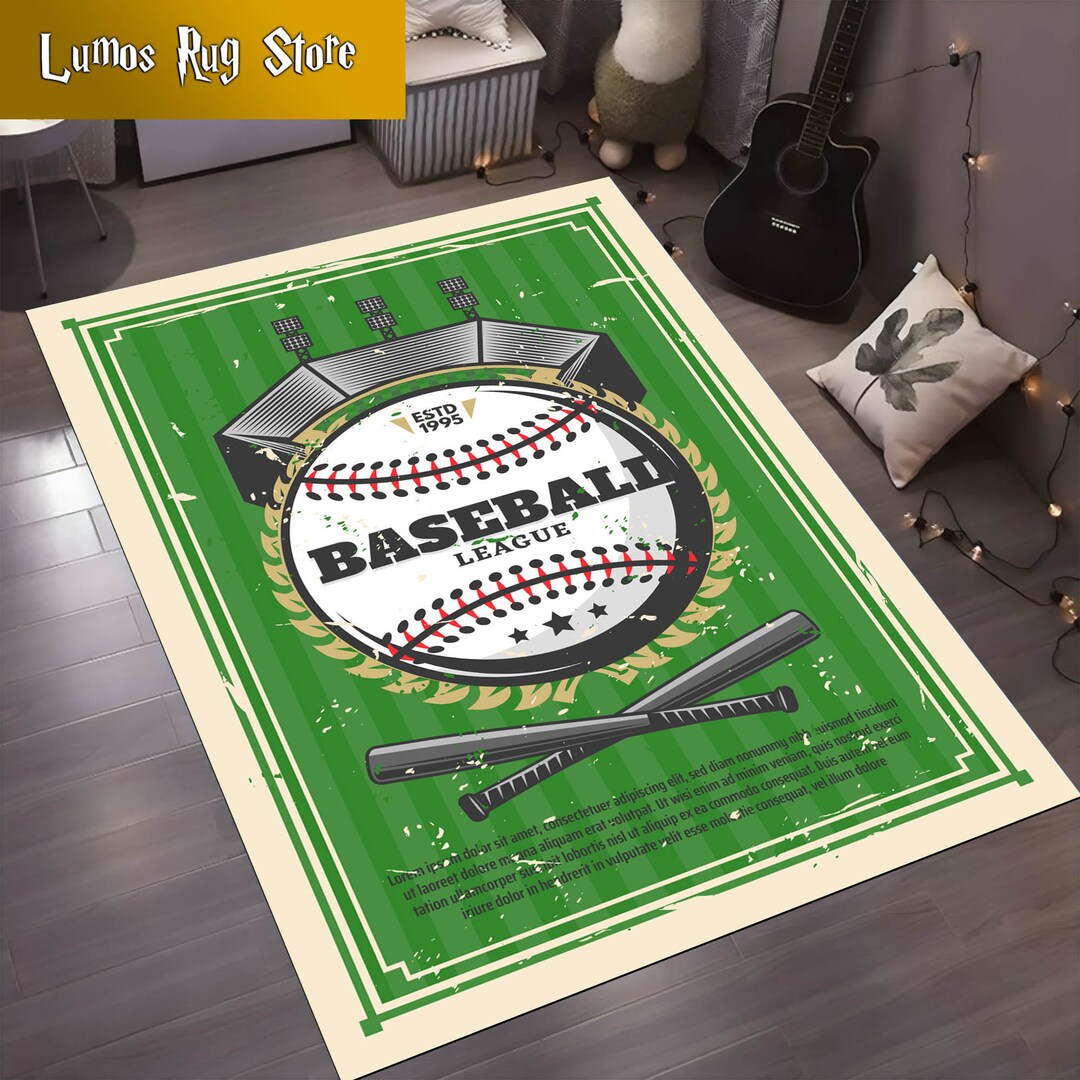 Baseball Field Rug, Baseball Rug, Sports Rug, Baseball Player Gift ...