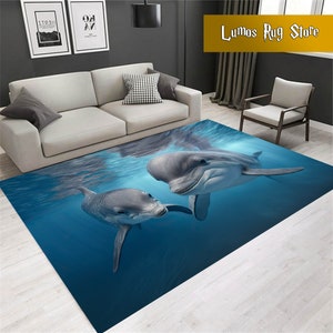 Dolphin Fish Rug, Sea Animal Rug, Nautical Decor, Gift Rug , for Living ...