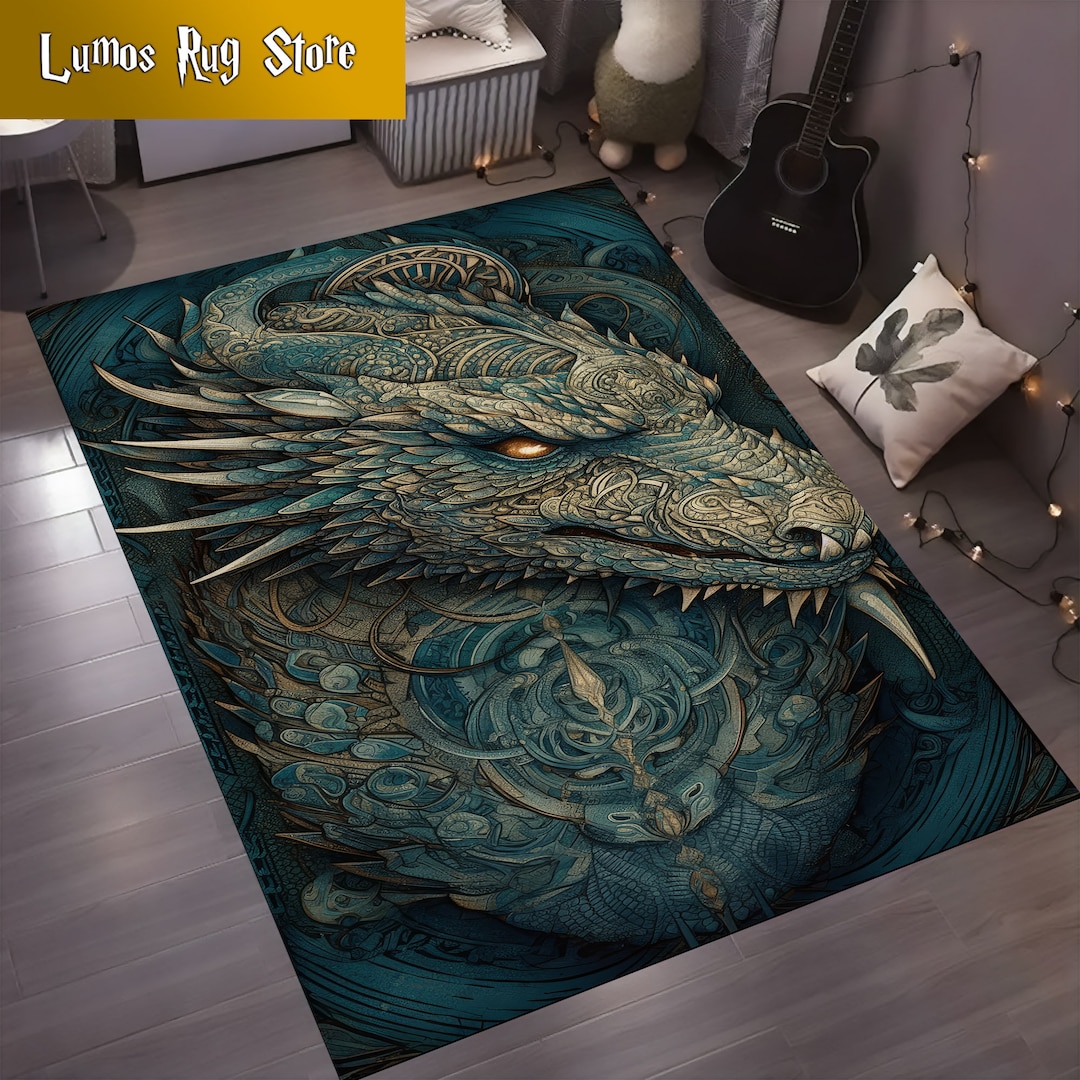 Dragon Rug, Mythological Rug, Decorative Rug, for Living Room Rug ...