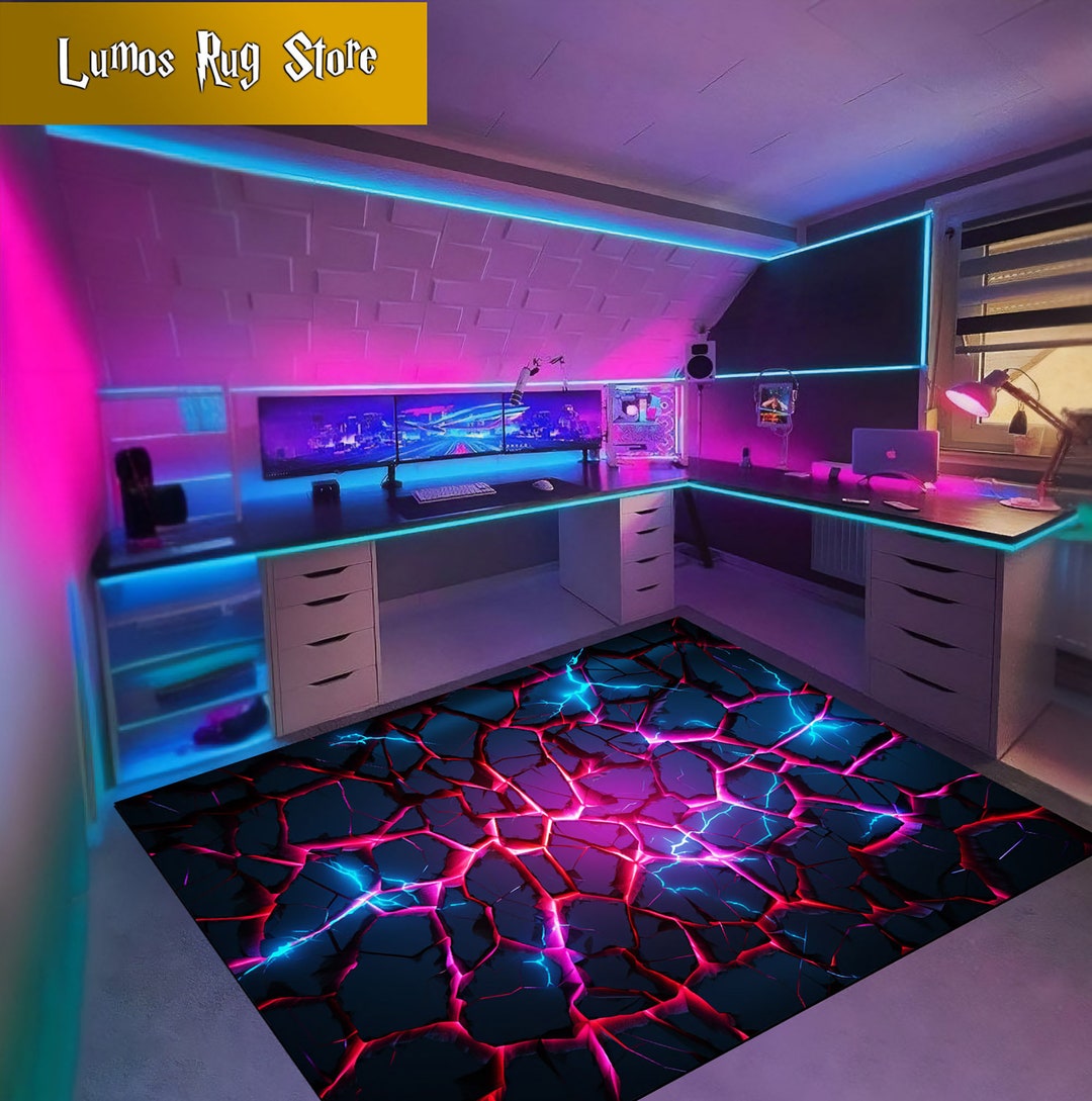 Gaming Room Rug, Neon Look Rug, E-sport Rug, Game Rug, Gamer Rug ...
