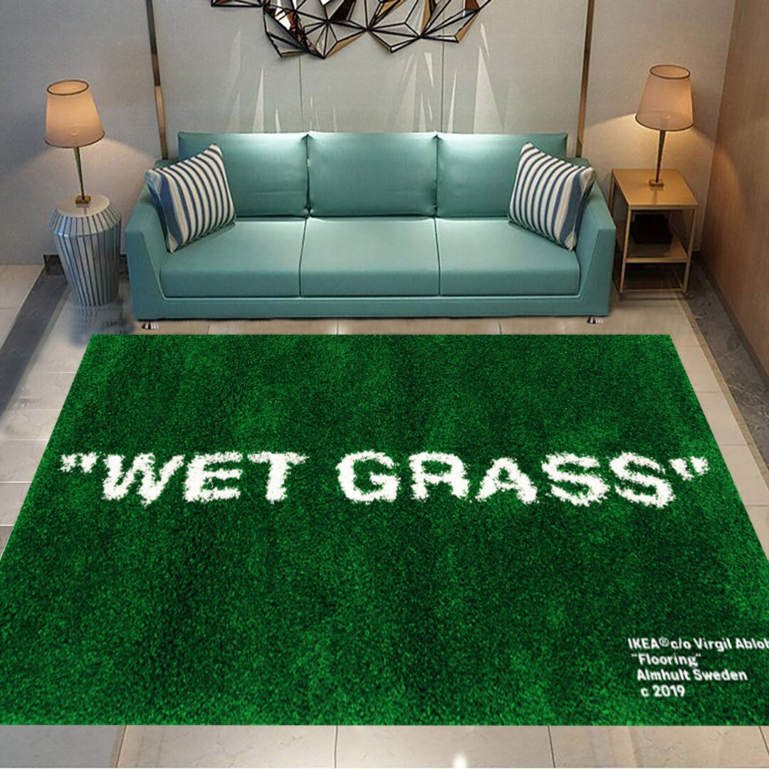 Wet Grass Rug, Grass Pattern, Grass Looking Balcony Rug, Terrace Rug ...