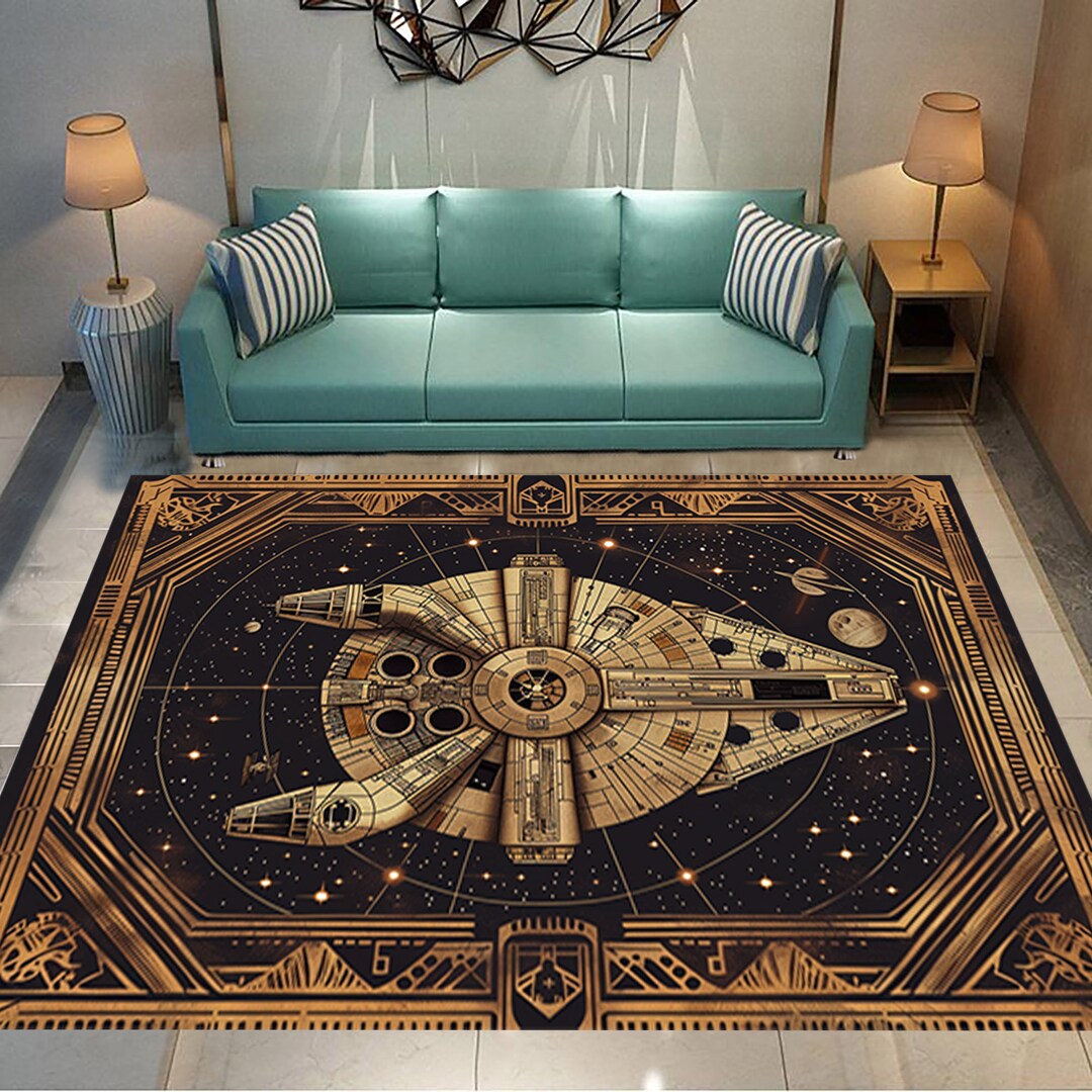 Star Wars Rug,millennium Falcon Rug,starwars Decor Rug,movie Art Rug ...