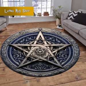 Pentagram Rug Pentagram Round Rug Gothic Pentagram Rug - Etsy