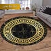 Black & Gold Greek Motif Round Rug - Marble Decor - Etsy