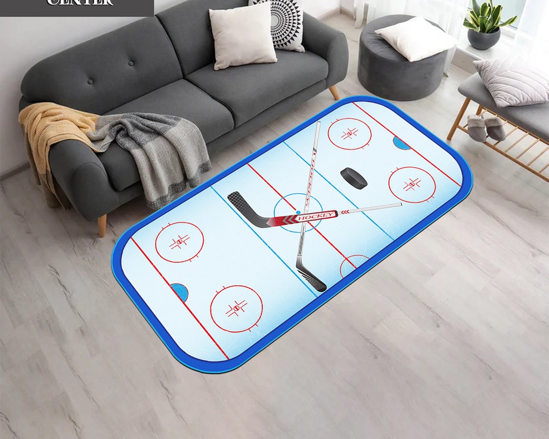 Ice Hockey Rug, Ice Hockey Field, Sport Rug, Area Rug, Kids Room Rug ...