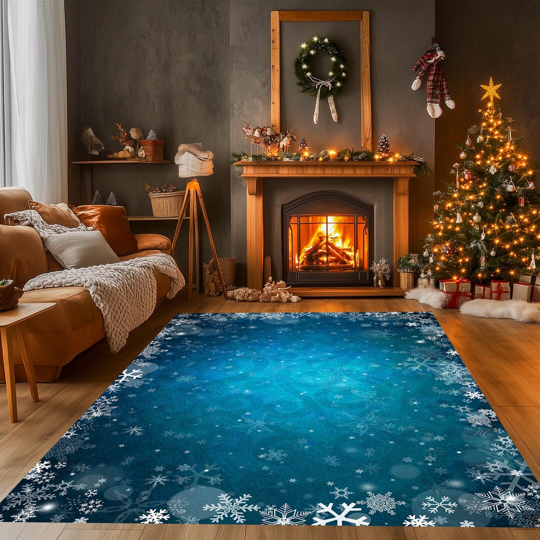 Snowflakes Rug,merry Christmas Runner,christmas Rug,christmas ...