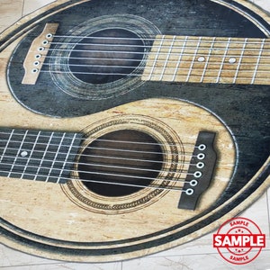 Guitar Rug, Music Rug, Decorative Rug, Yin Yang Themed Rug, Instrument ...