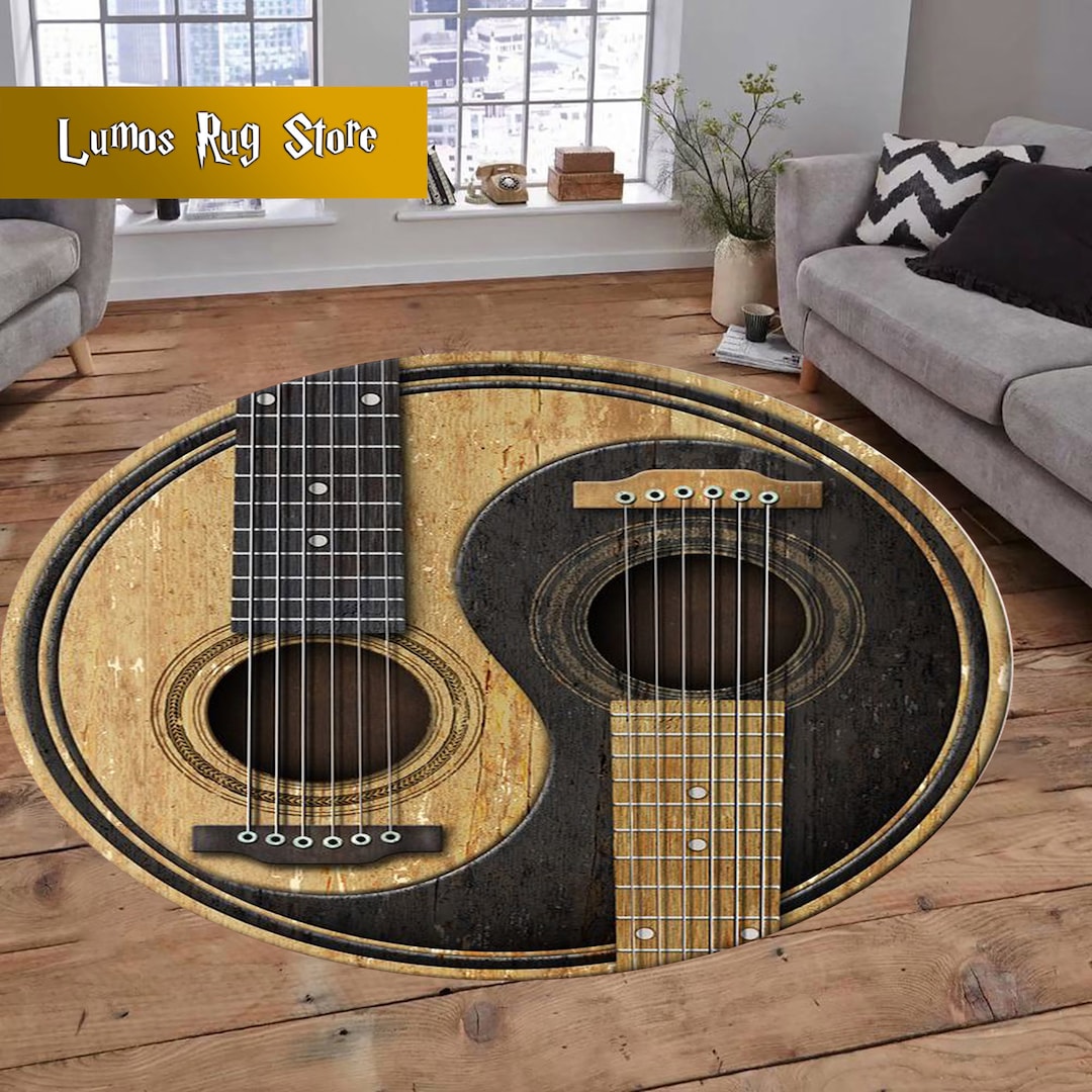 Guitar Rug, Music Rug, Decorative Rug, Yin Yang Themed Rug, Instrument ...