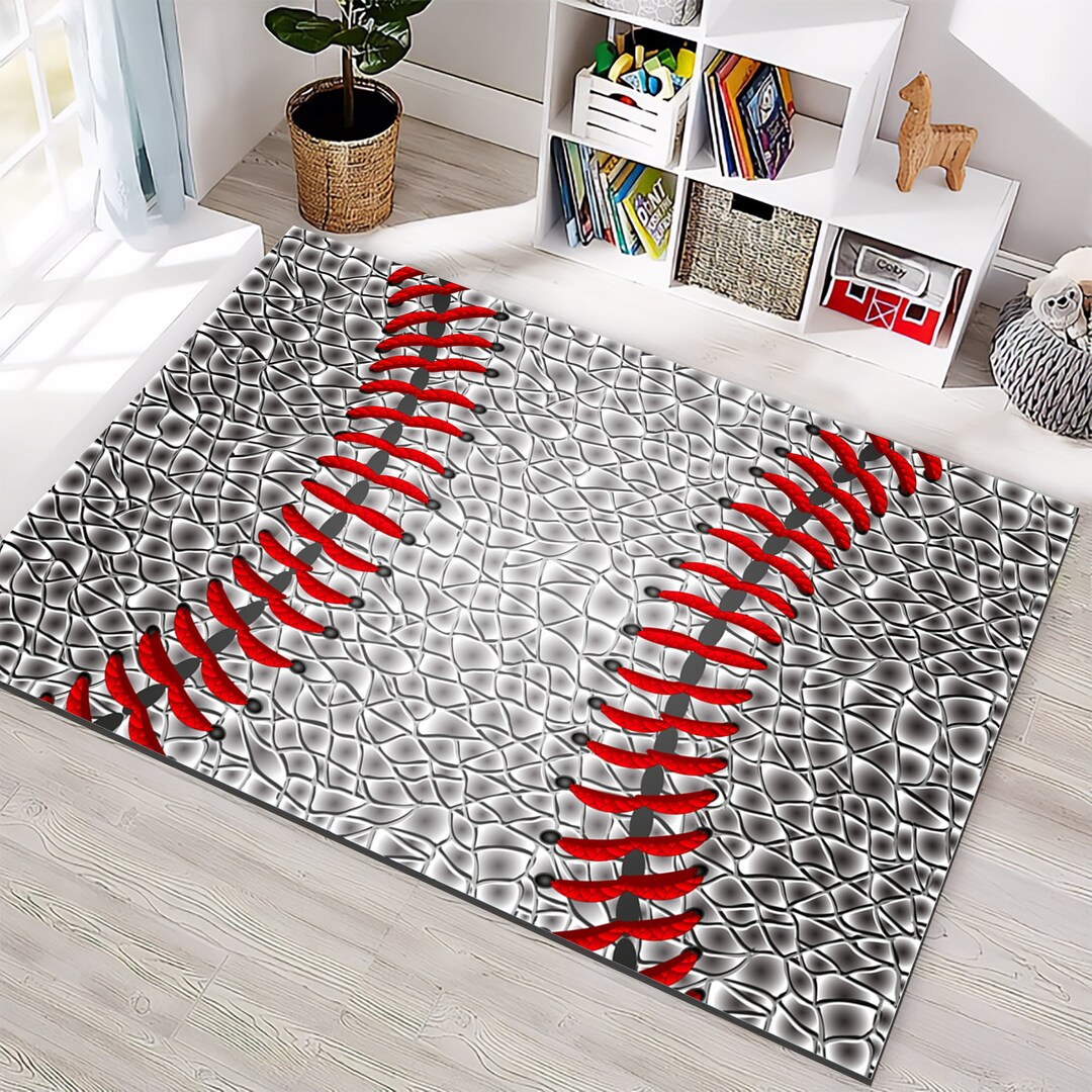 Baseball Ball Rug, Baseball Rug, Sports Rug, Baseball Player Gift ...
