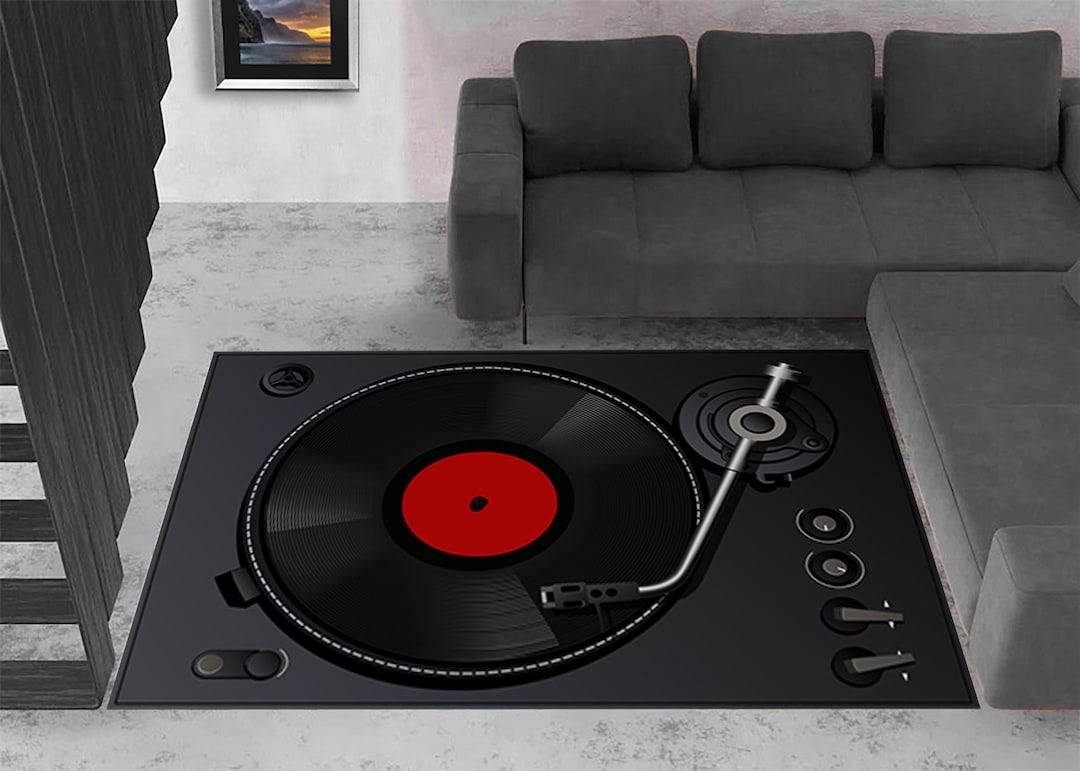 Vinyl Record Player Rug: Music Room Decor, Non-slip Cotton Backing - Etsy