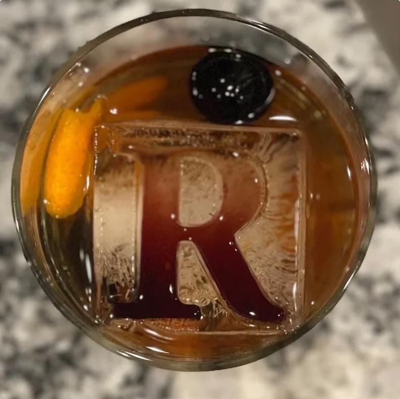 Custom Ice Mold 2-in Monogram Ice Cube Mold, Letter Ice Mold, Cocktail ...