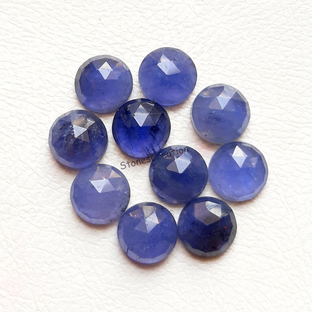 Natural Iolite Rose Cut 8 MM Round Shape With Flat Back Gemstone 10 ...
