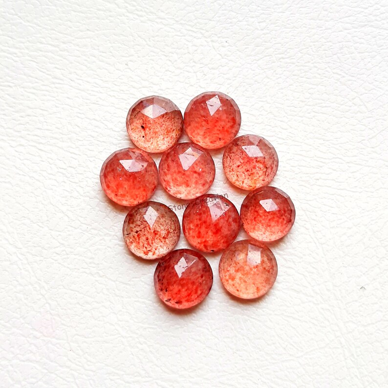 Red Strawberry Quartz Rose Cut 8 MM Round Shape With Flat Back Gemstone ...