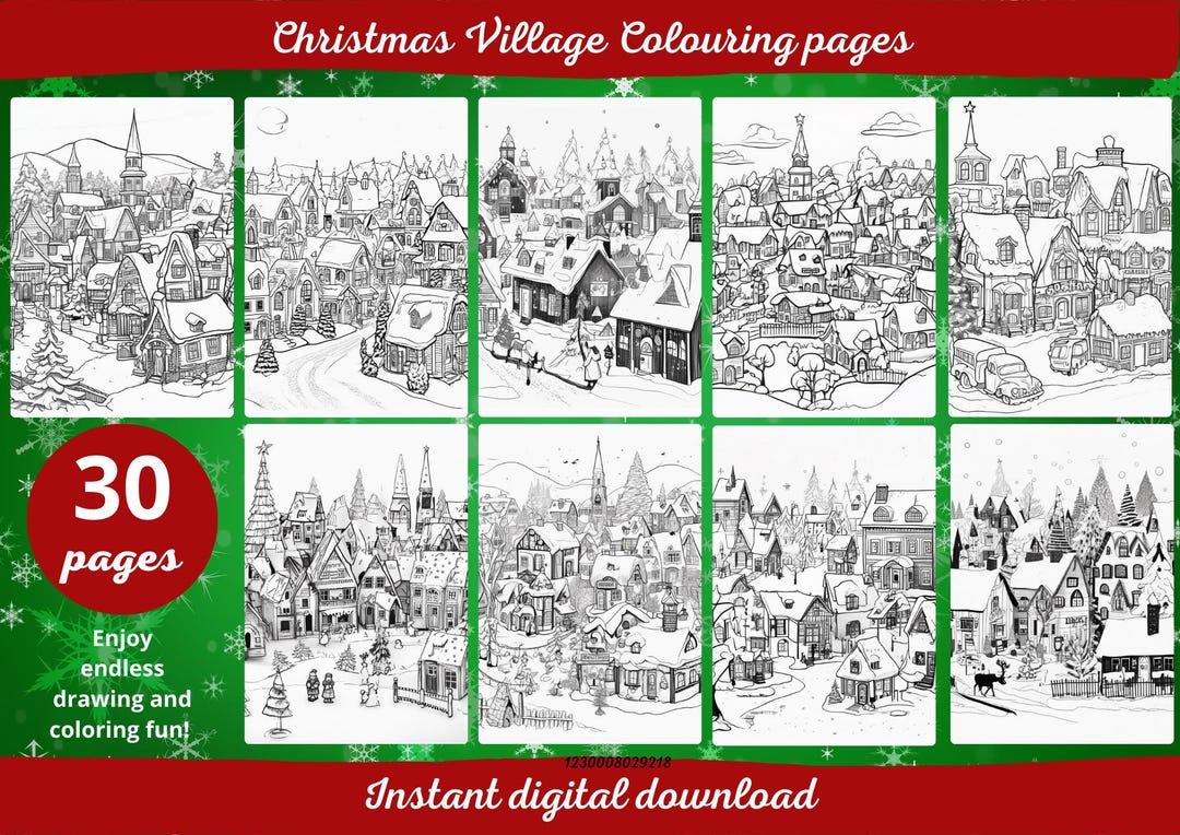 30 Winter Christmas Villages Coloring Pages Enchanted Winter Village ...