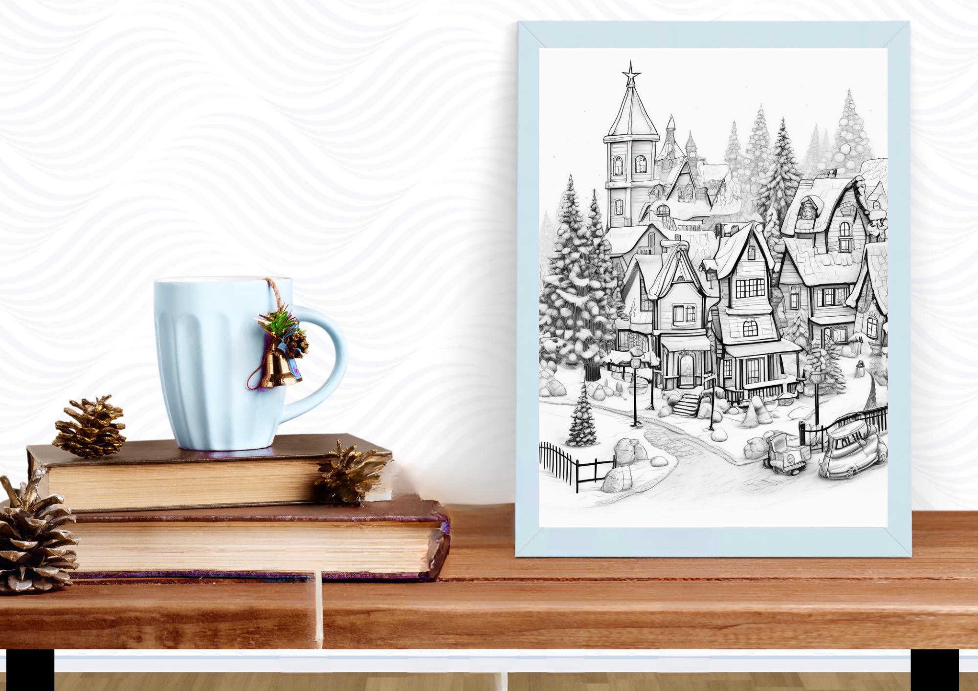 30 Winter Christmas Villages Coloring Pages Enchanted Winter Village ...