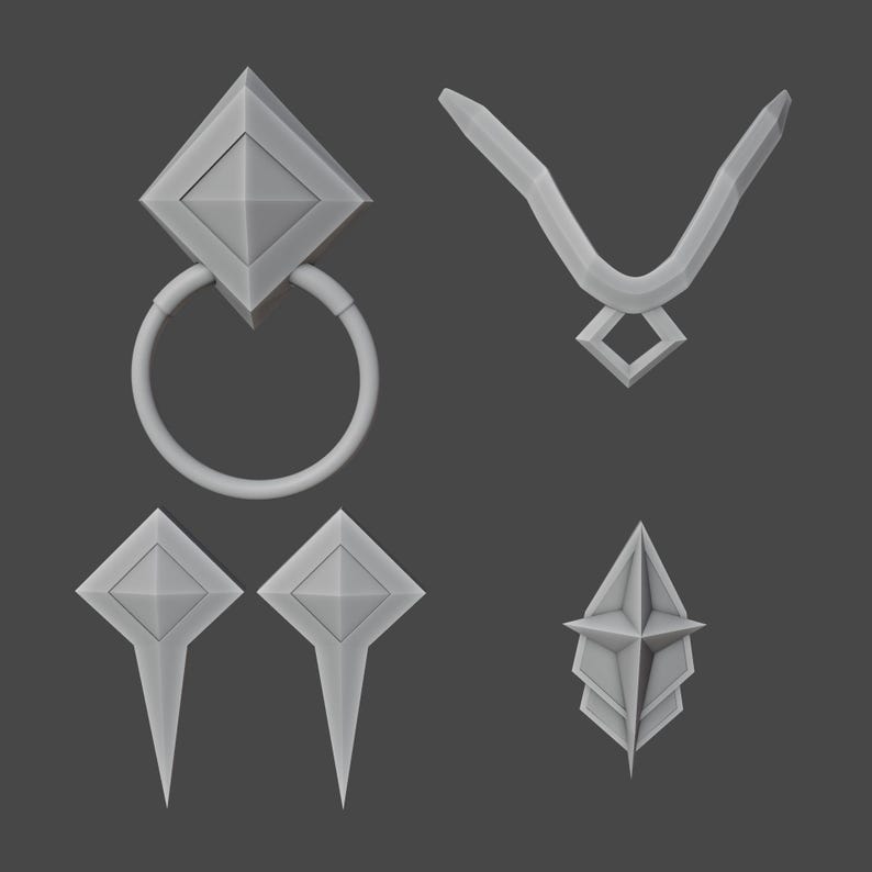 Mel Medarda Jewelry Set 3D Model – Diadem, Necklace, Earrings, and Ring ...