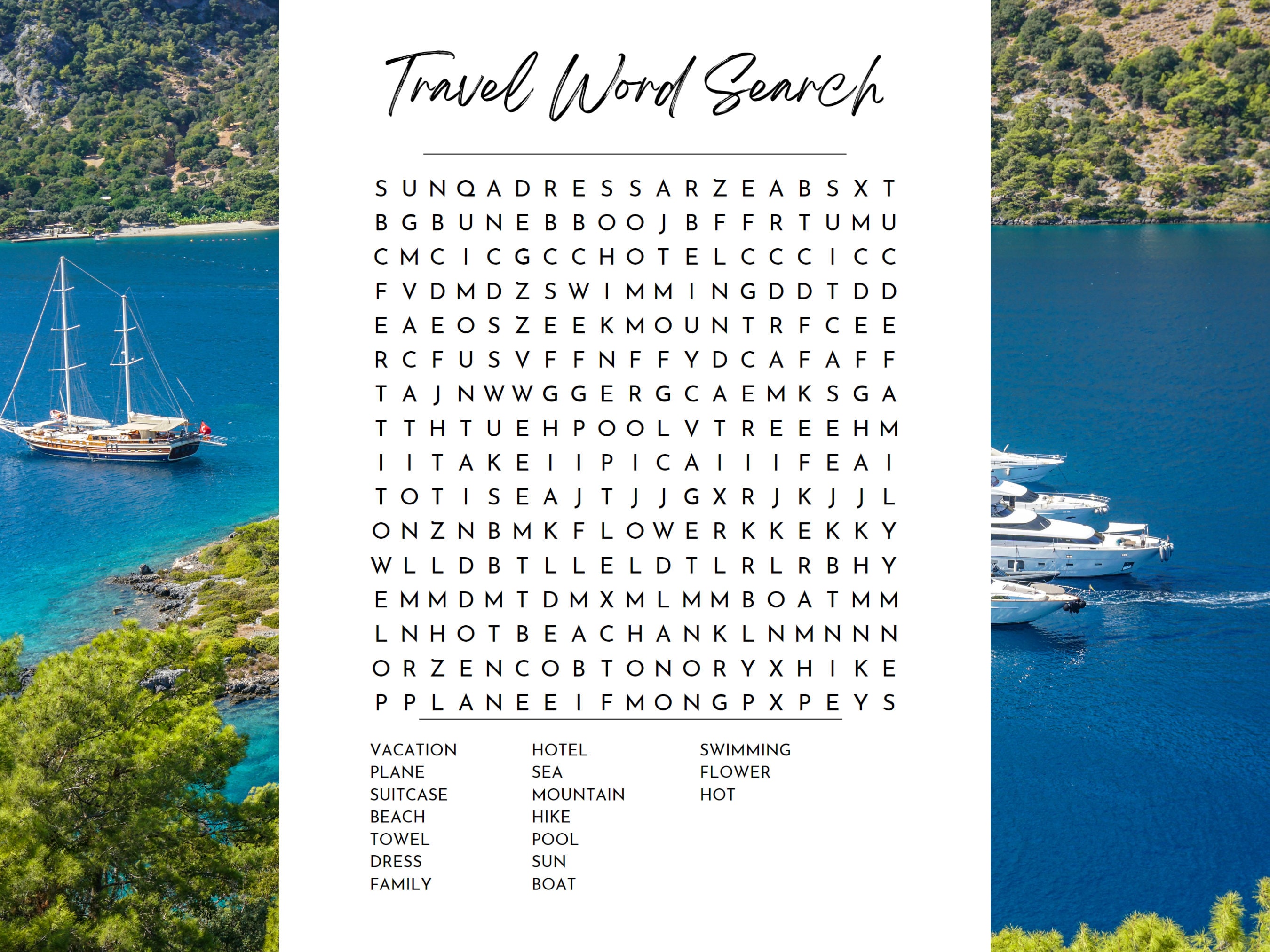Printable Word Search Travel Kids Word Search Word Search - Etsy