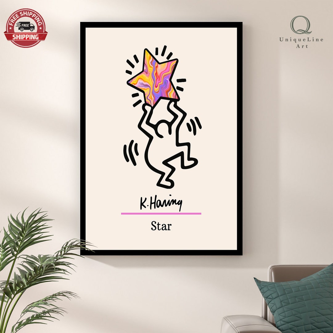 Keith Haring Star Pop Art, Keith Haring Framed Poster, Keith Haring ...