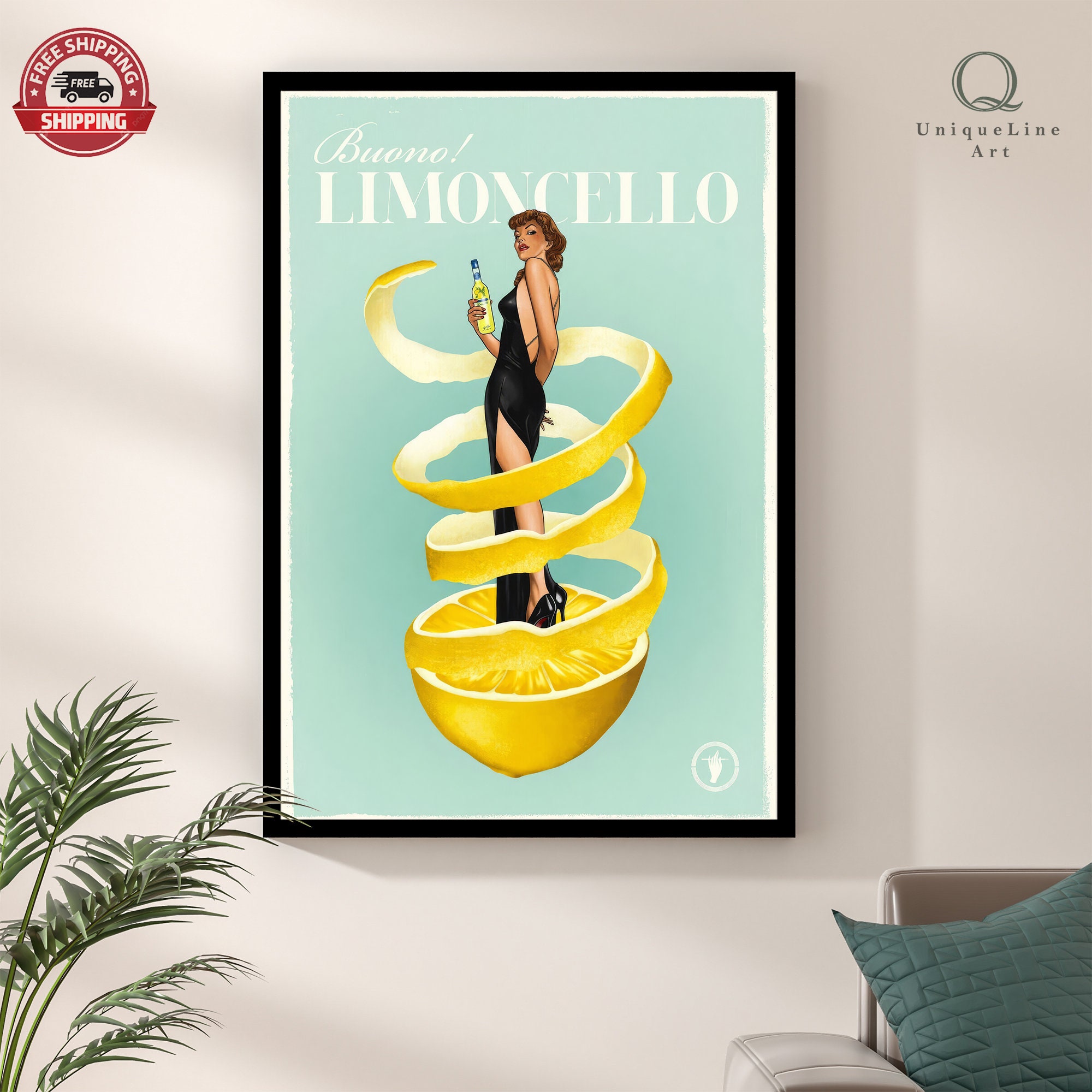 Buono Limoncello Retro Italian Drink Print, Italian Retro Art Poster ...