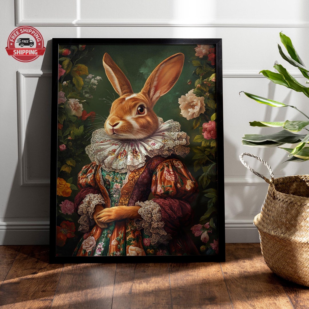 Royal Rabbit Portrait: Victorian Animal in Clothes Art Print - Etsy