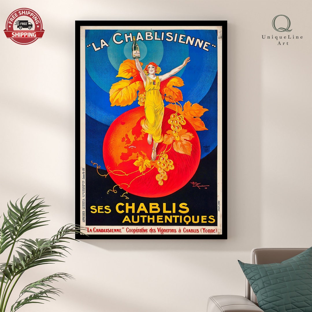 La Chablisienne Ses Chablis Authentiques, Art Nouveau, Vintage Poster ...
