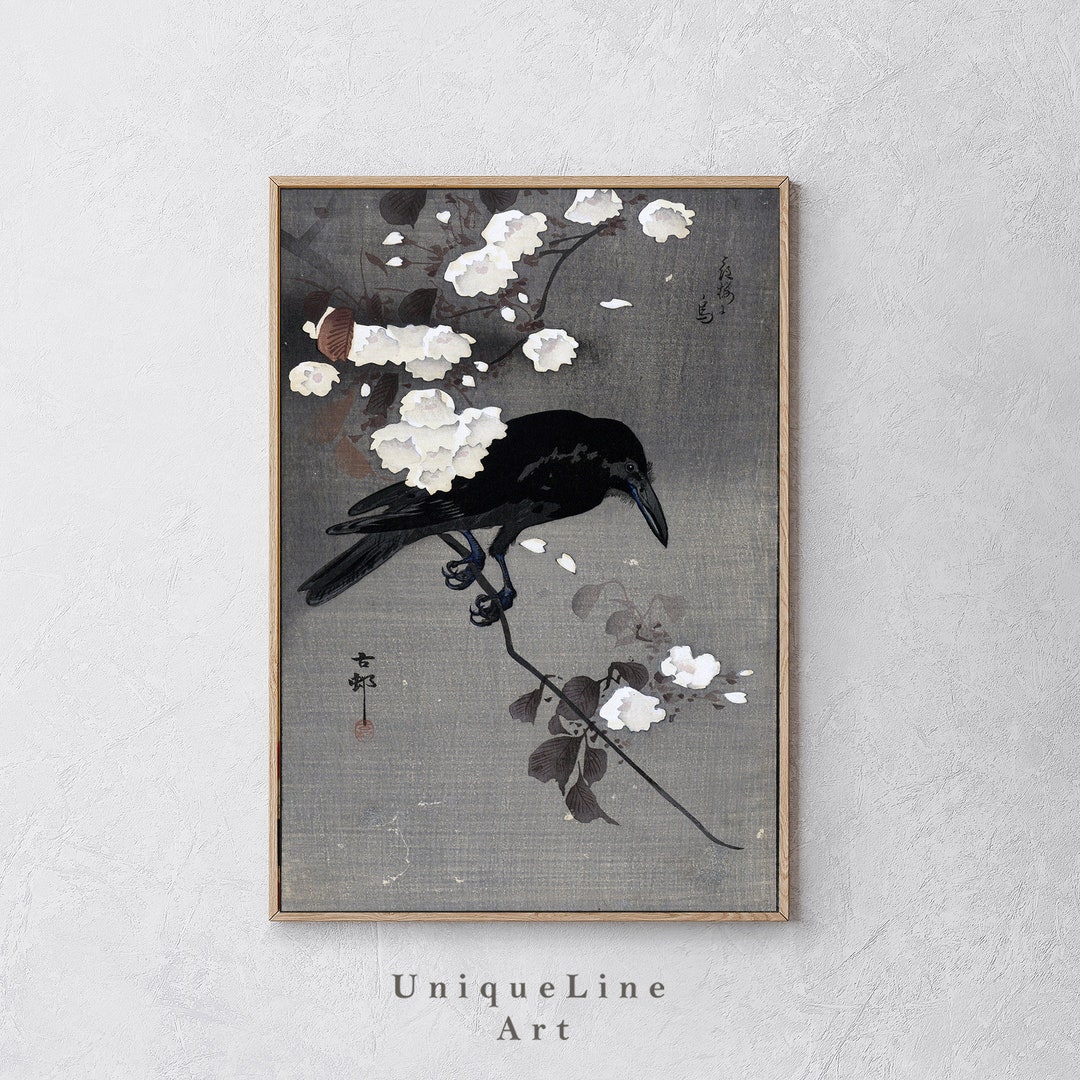 Ohara Koson, Crow on a Cherry Branch, Raven Wall Art / Vintage Wall Art ...