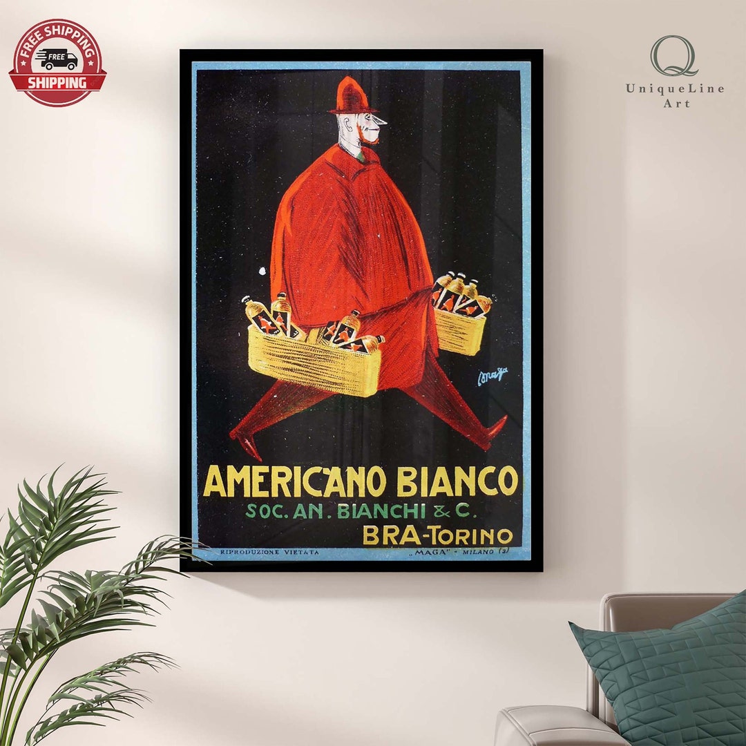 Americano Bianco Bra Torino Vintage Food&drink Poster by Maga, Art ...