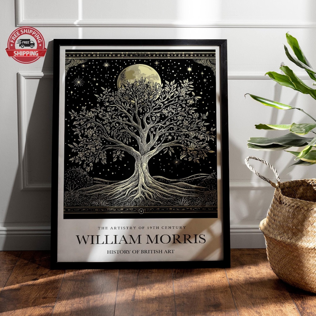 Tree of Life William Morris Print, William Morris Moon Exhibition Poster, William Morris Moon ...