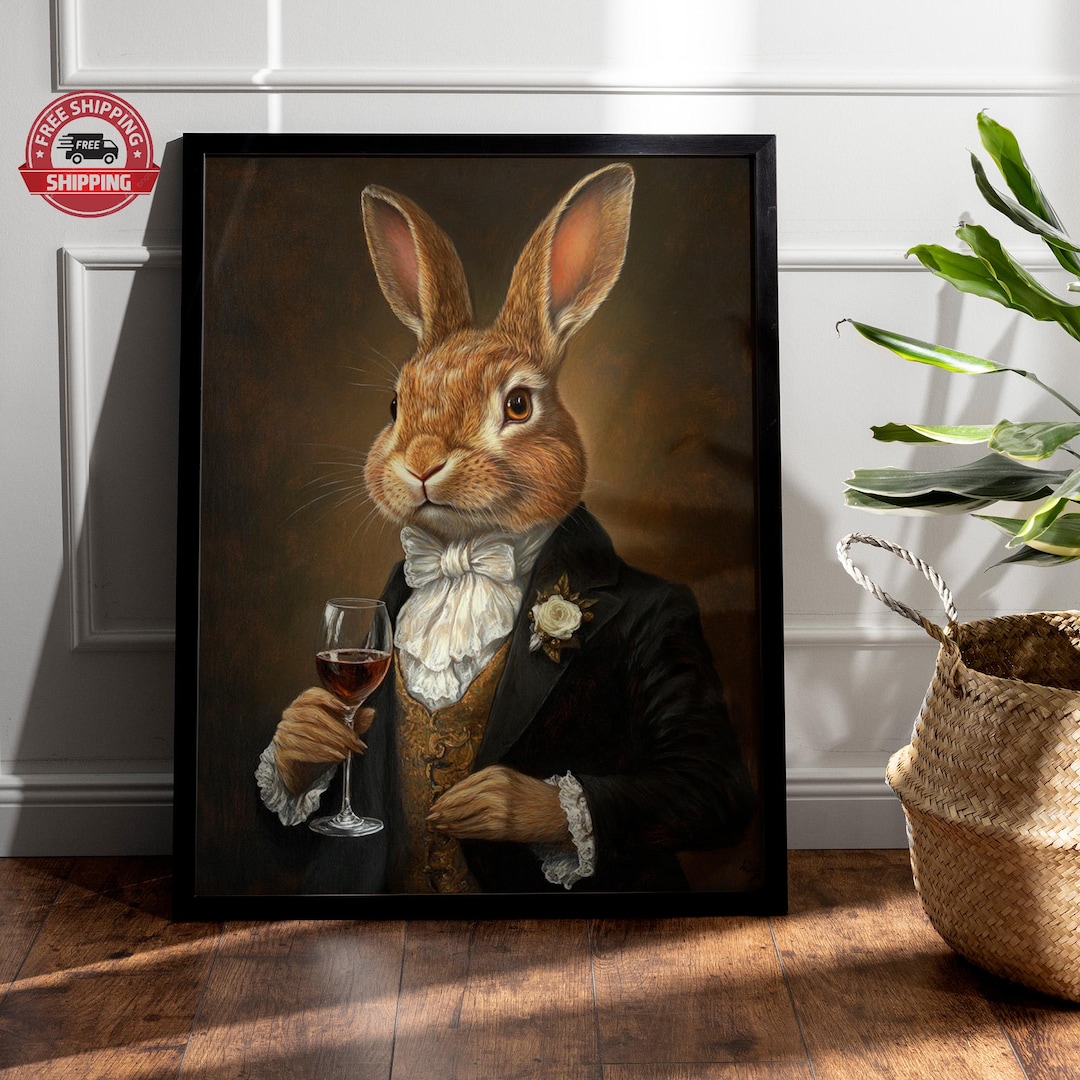 Royal Rabbit Portrait: Victorian Animal in Clothes Art Print - Etsy