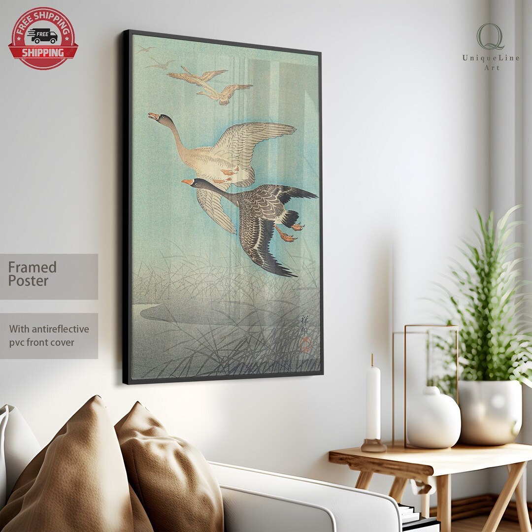 Wild Geese Woodblock Print by Shoson - Framed Japanese Wall Art - Etsy