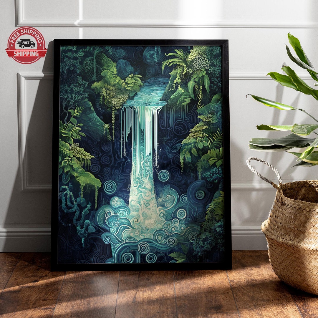 Hokusai Waterfall Print: Ukiyo-e Japanese Landscape Art - Etsy