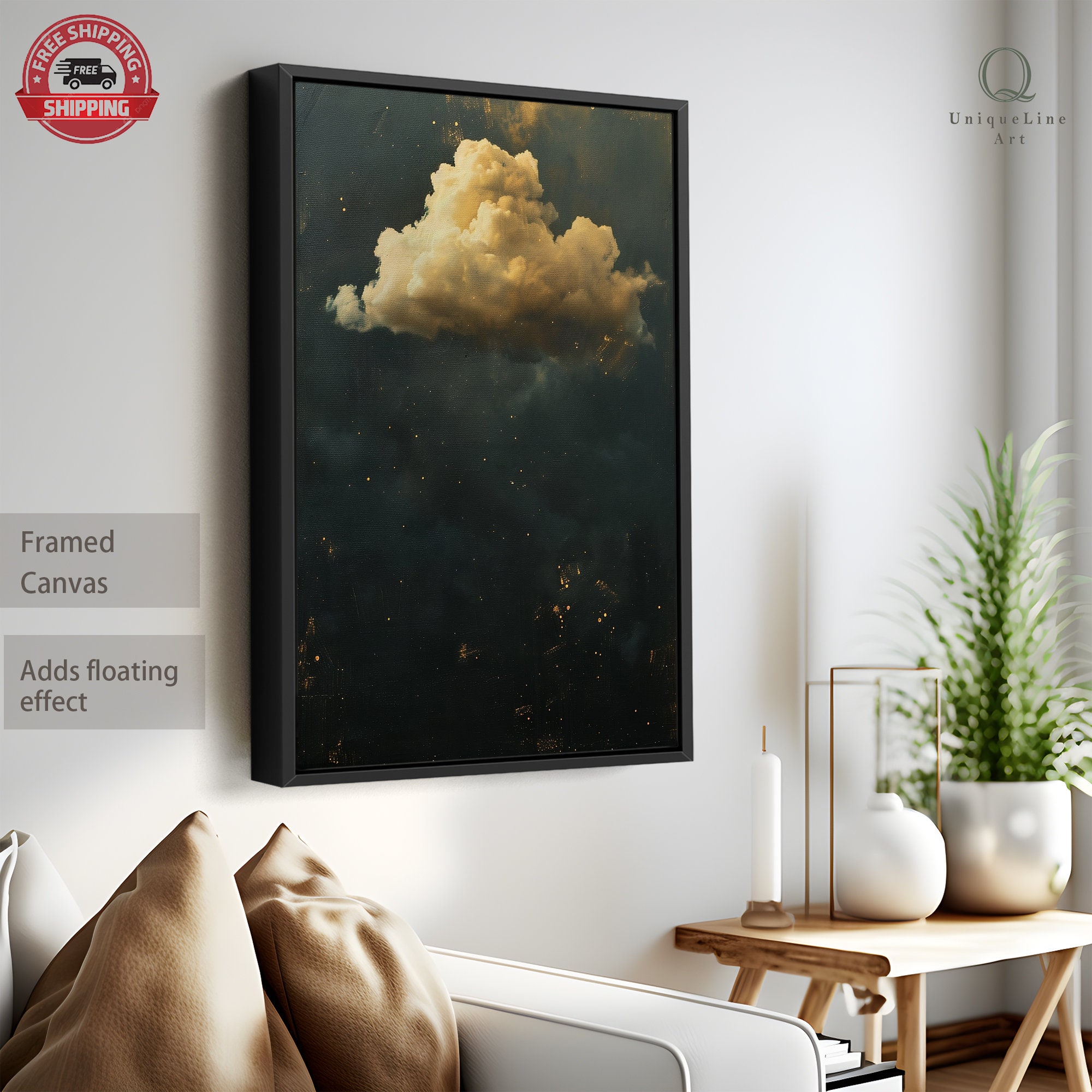 Clouds Wall Art Print, Cloudy Sky Framed Large Gallery Art, Minimalist ...