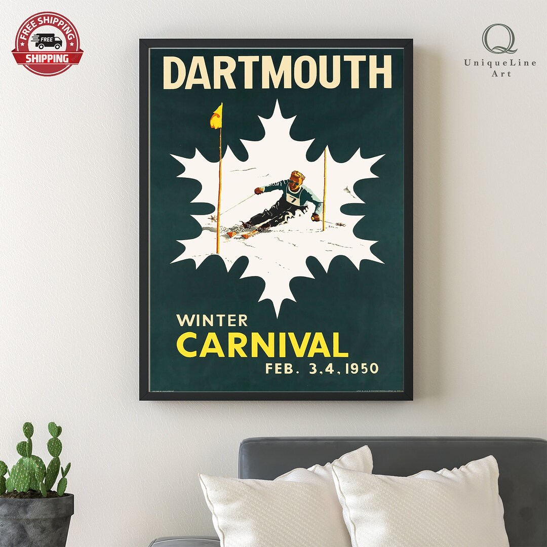 Vintage Winter Sports Travel Poster, Dartmouth Winter Carnival, Ski ...