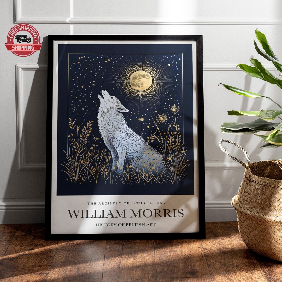 William Morris Wolf & Moon Art Print: Vintage Celestial Design - Etsy