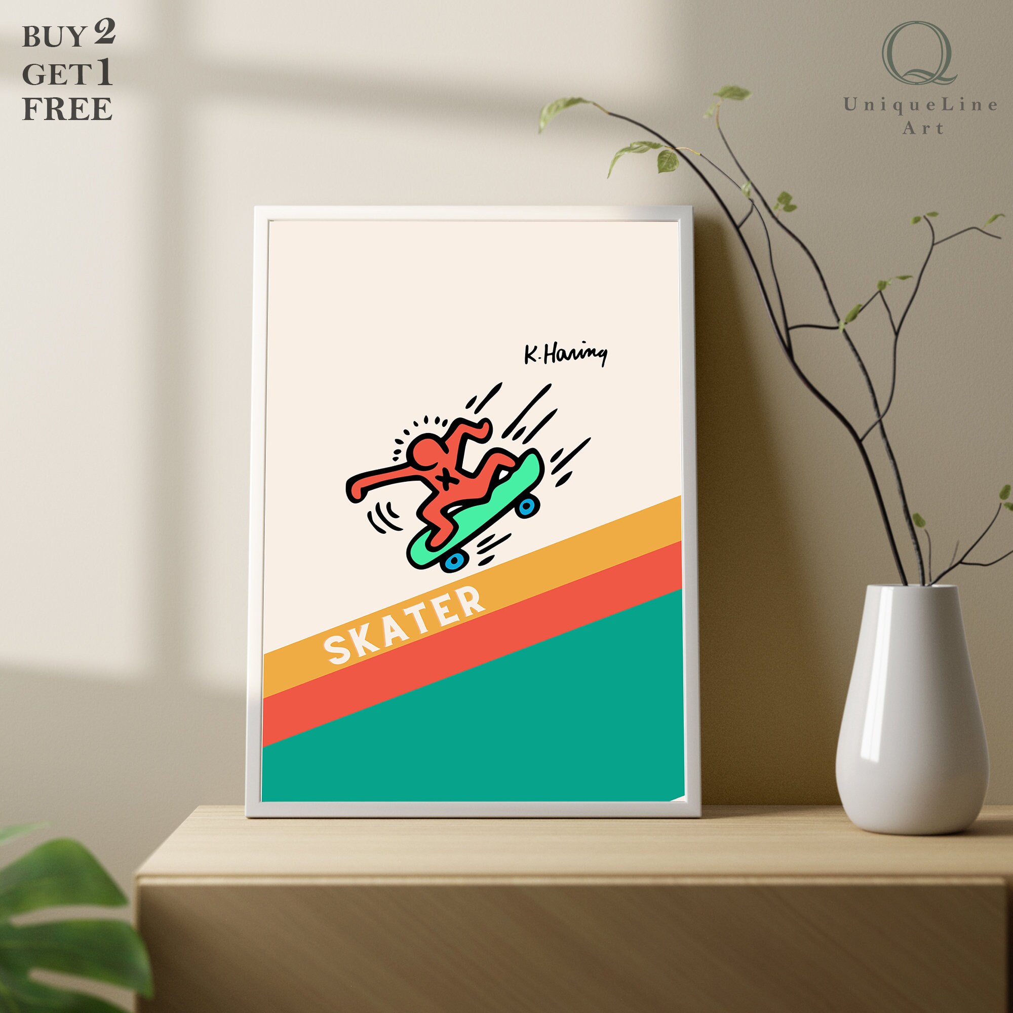 Keith Haring Skate Board Poster Print, Haring Exhibition Poster, Pop ...